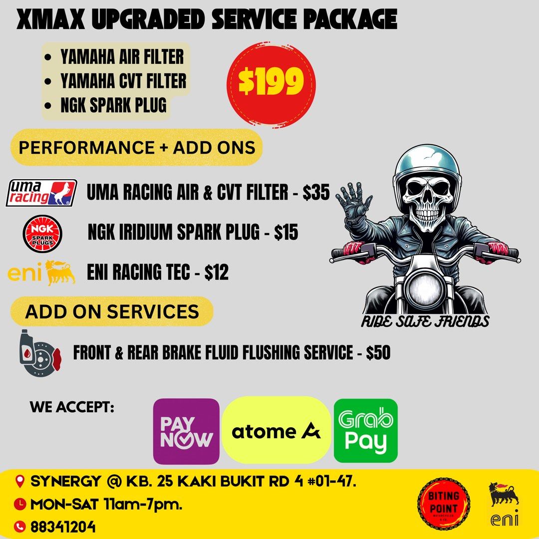 Yamaha Xmax 250 / 300 V1 / V2 Service Package Engine oil Change Full ...