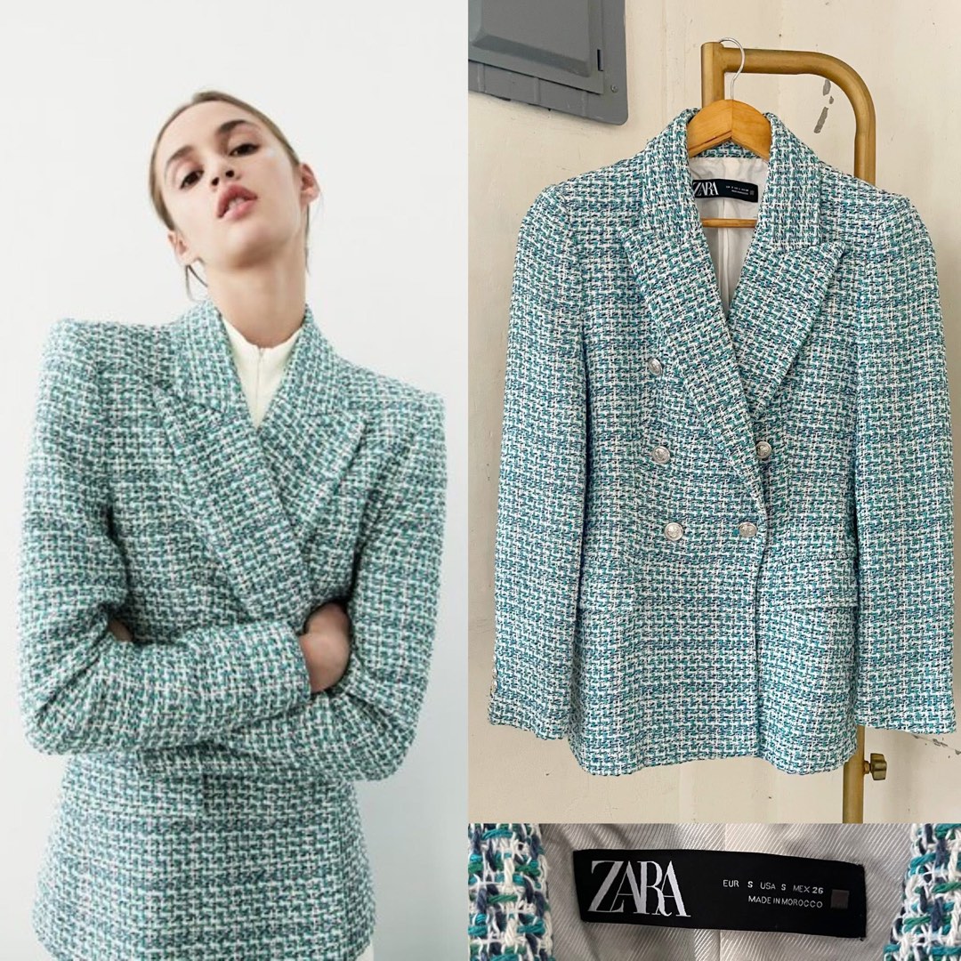 ZARA tweed blazer, Women's Fashion, Coats, Jackets and Outerwear on ...