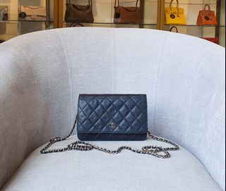 Authentic Cha nel Paris Hamburg Chams Wallet On Chain Black Quilted ...