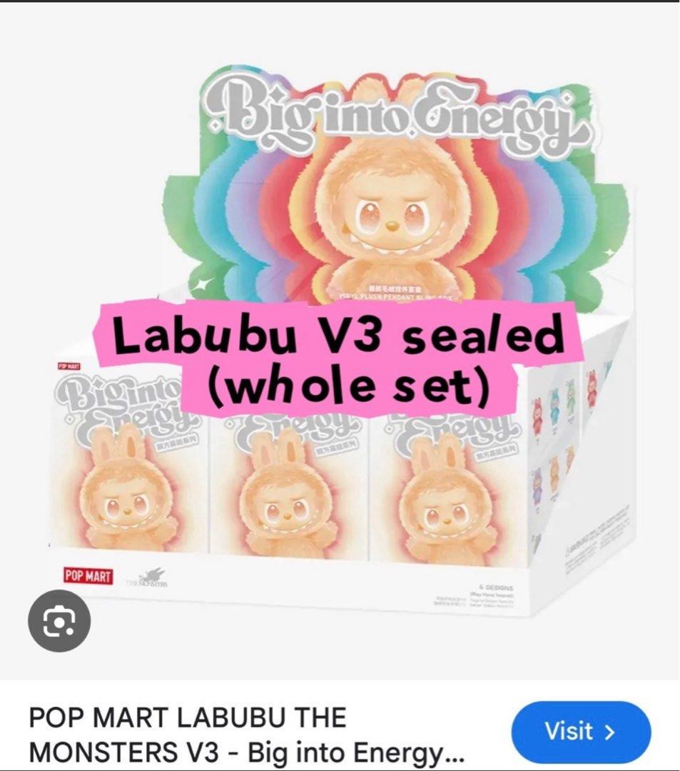 BN 7.15 labubu V3 Whole Set Big into the energy Original from Popmart ...