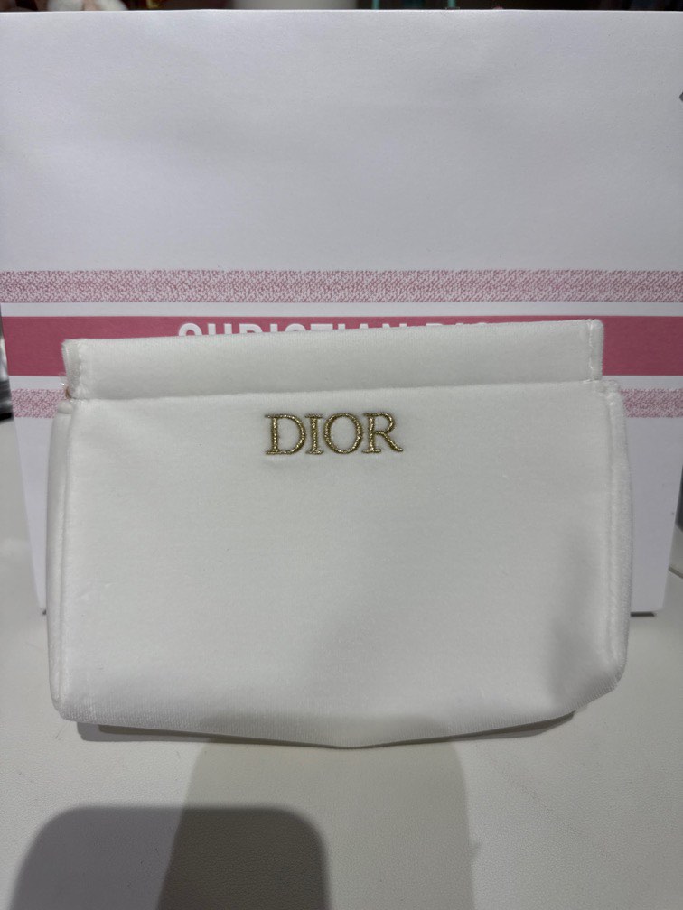 Dior beauty white soft pouch with gold wording, Women's Fashion, Bags ...