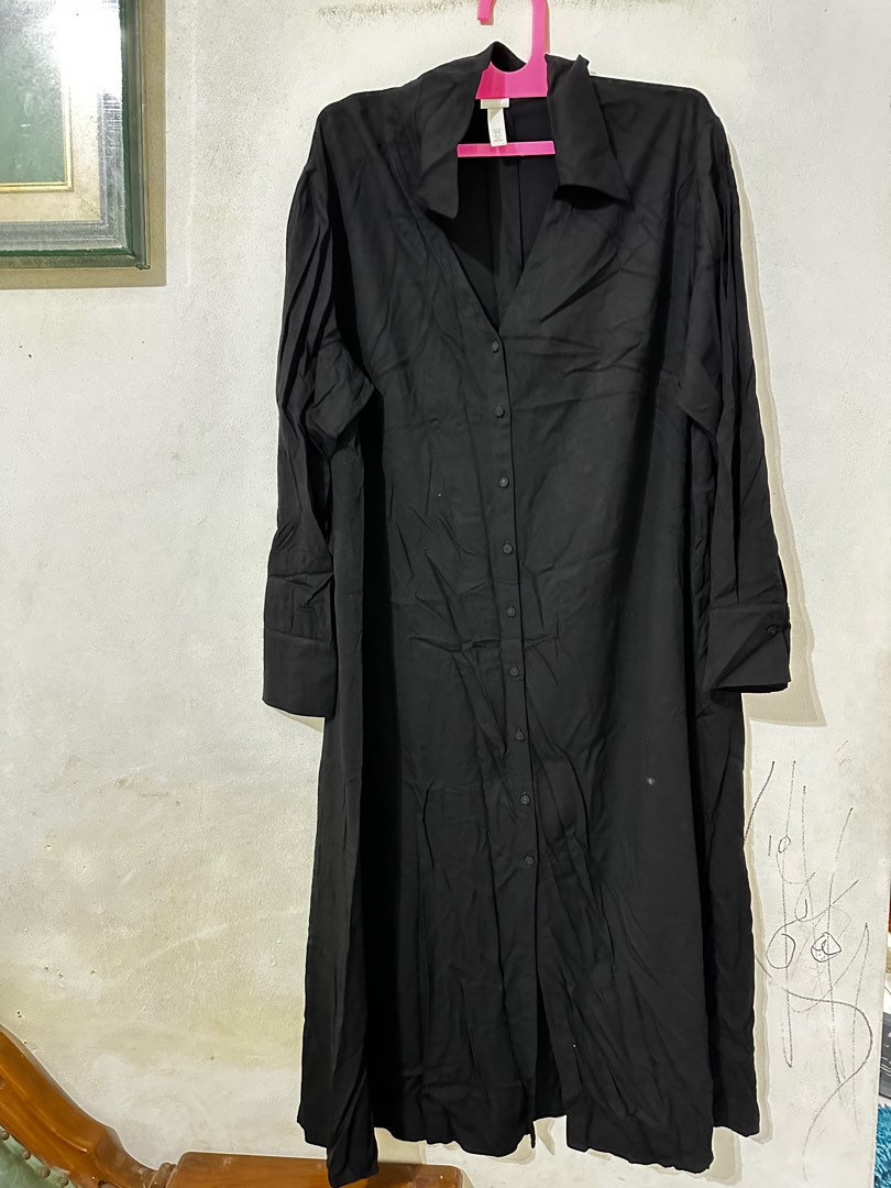 Dress kemeja hnm black, Fesyen Wanita, Pakaian Wanita, Gaun & Rok di ...