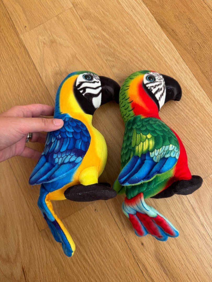 FREE MAILING - 2 set of 2 twin red and blue parrot dolls plushy ...