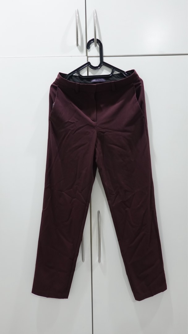 Marks & Spencer - Maroon Sharp Pants, Fesyen Wanita, Pakaian Wanita ...