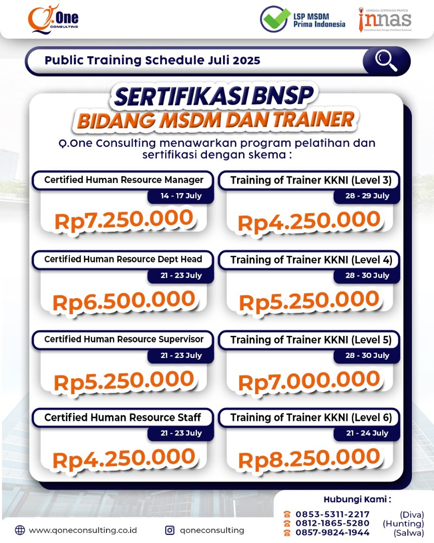 Sertifikasi HR Supervisor BNSP, Jasa, Kursus dan Bimbingan Belajar di ...