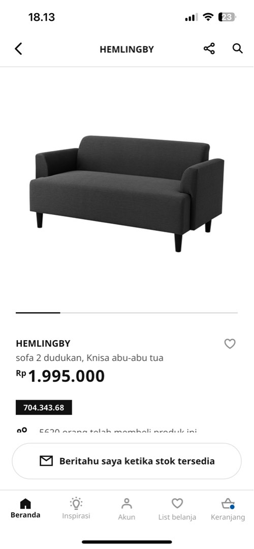 Sofa 2 seater ikea hemlingby, Perabotan Rumah di Carousell