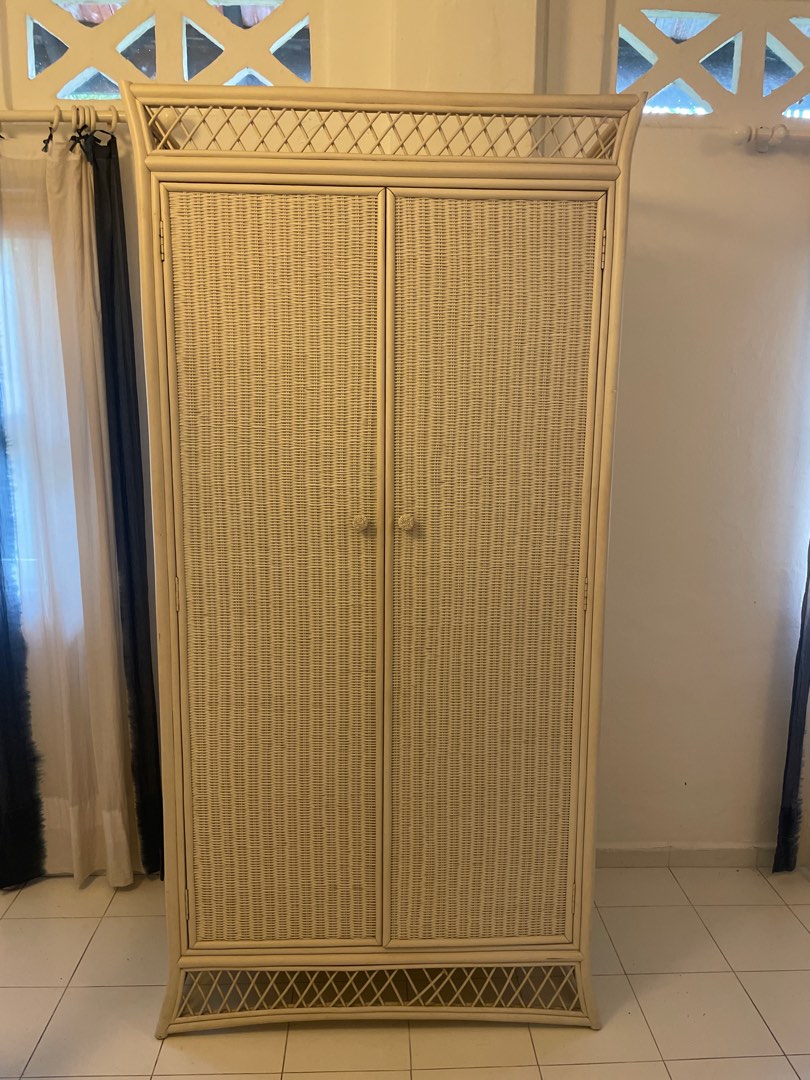 Wicker Wardrobe / Armoire - Cream Colour, Furniture & Home Living ...