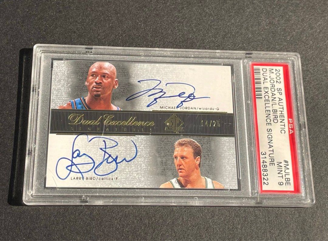 2002 SP Authentic Michael Jordan/Larry Bird Dual Signature Card ...