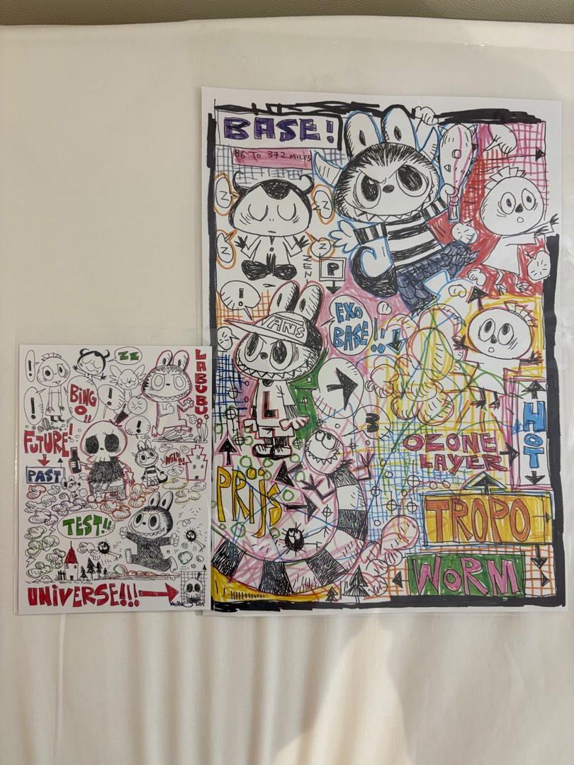台北 Theicon 玩具限定展 Labubu Zimomo A4 size , poster, 興趣及遊戲, 玩具 & 遊戲類 ...