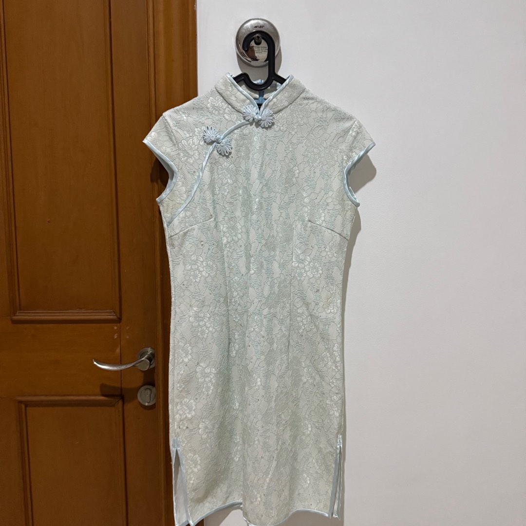 Blue Chinese Cheongsam, Fesyen Wanita, Pakaian Wanita, Gaun & Rok di ...