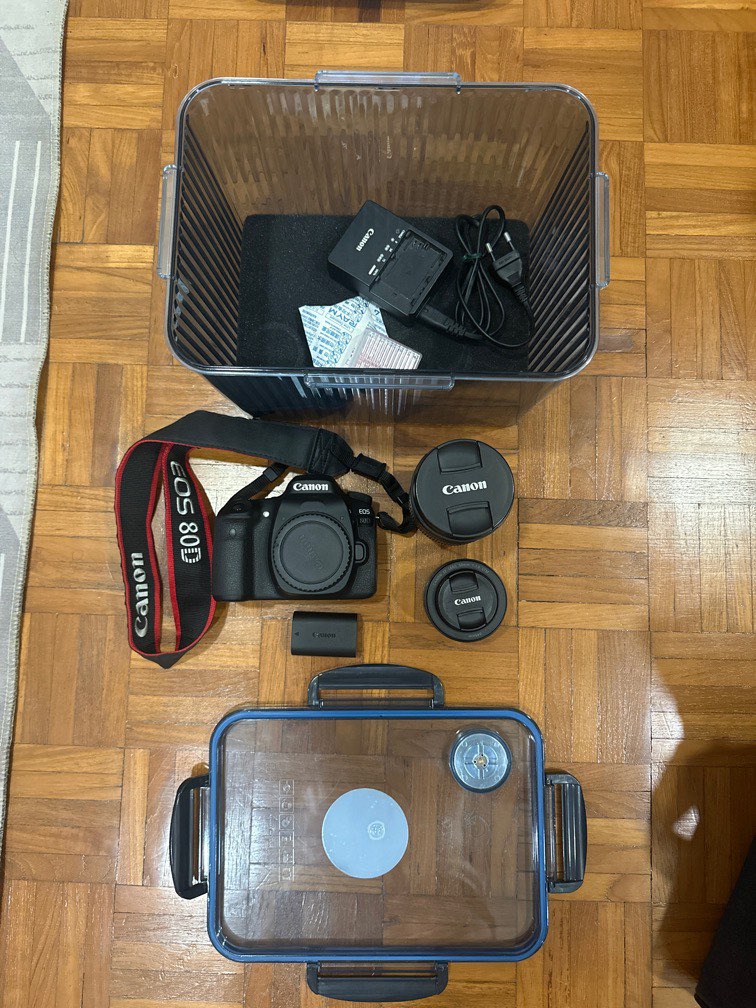 canon 80d full kit with dry box, Photography, Cameras on Carousell