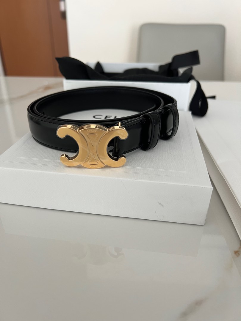 Celine Medium Triomphe Belt in Taurillon Leather, Women's Fashion ...
