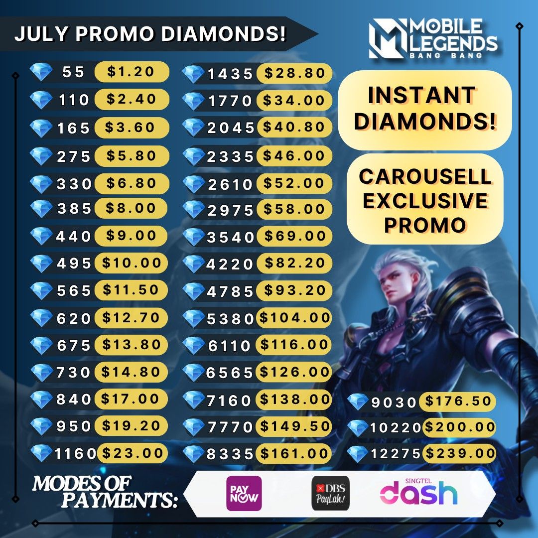 [CHEAPEST] MLBB / Mobile Legends Diamonds / Mobile Legend / ML, Video ...