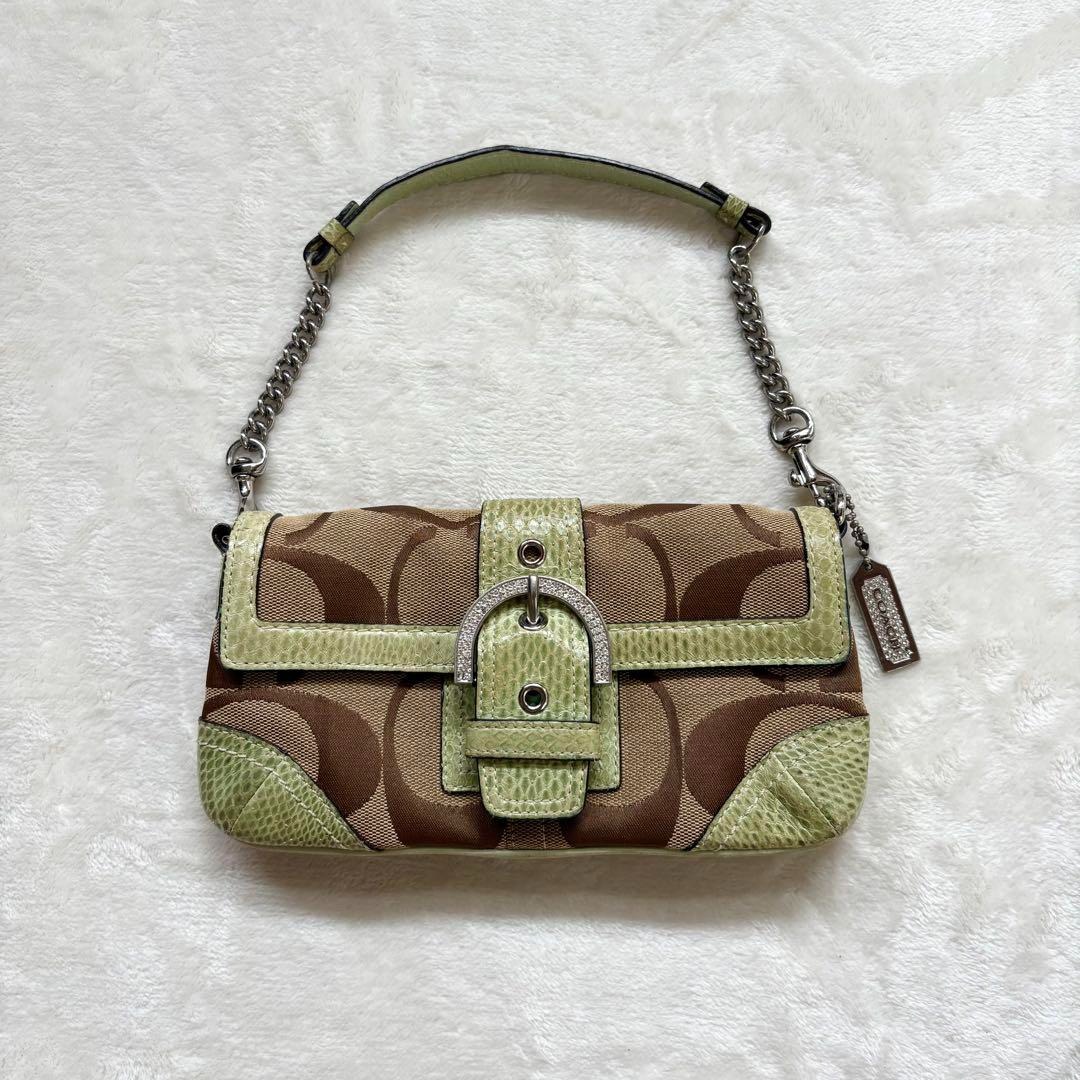 Coach Soho Stone Shoulder Bag ribbon green 095, Luxury, Bags & Wallets ...
