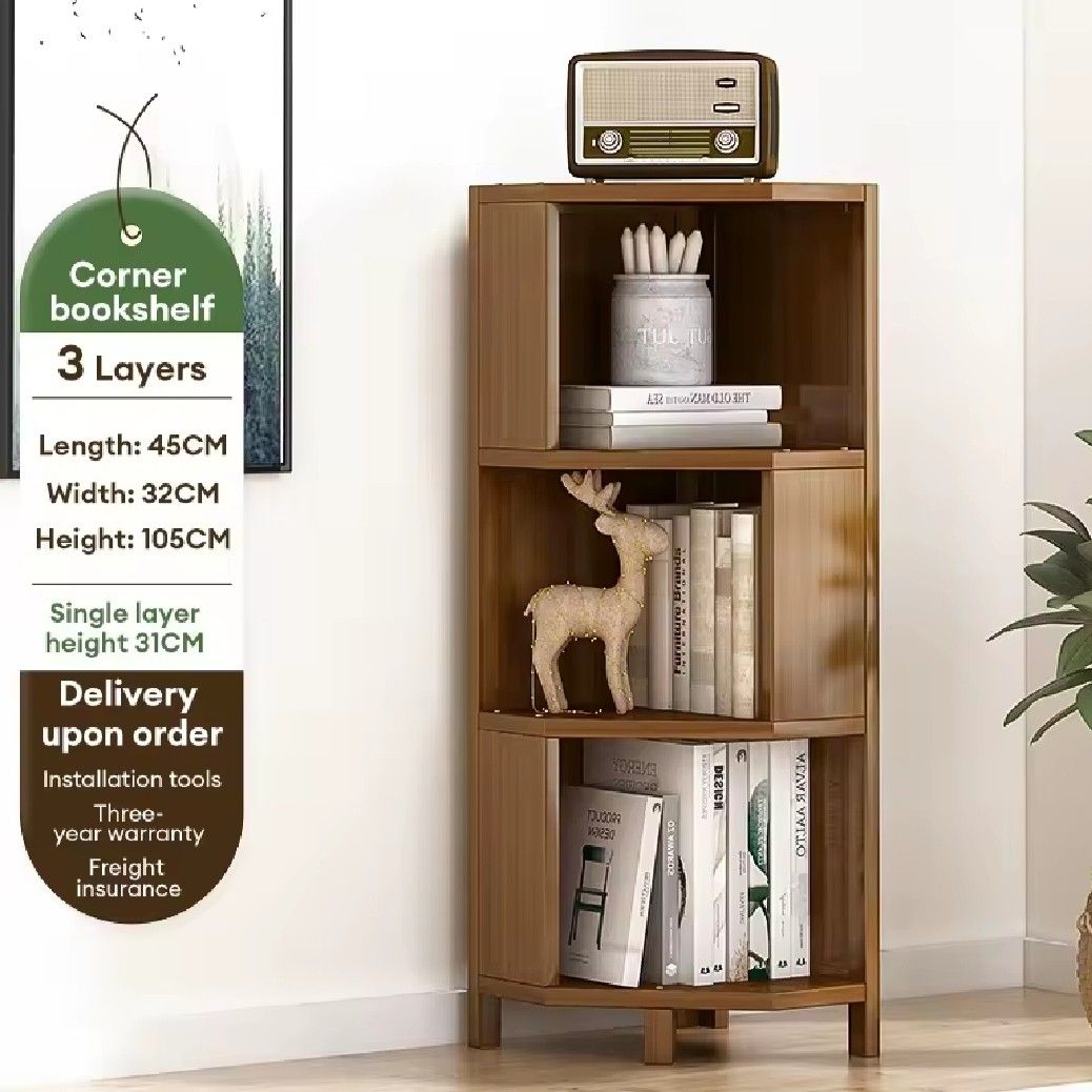 Corner Bookshelf Rack | Triangular Display Shelf | Three Tier Corner ...