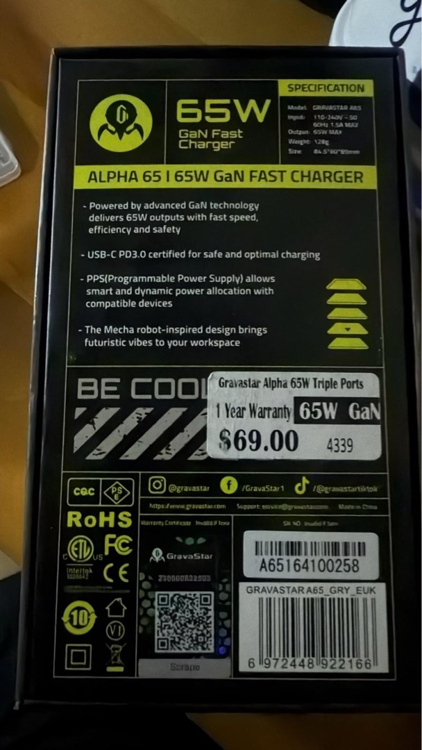 GravaStar Alpha 65W GaN Fast Charger, Mobile Phones & Gadgets, Mobile ...