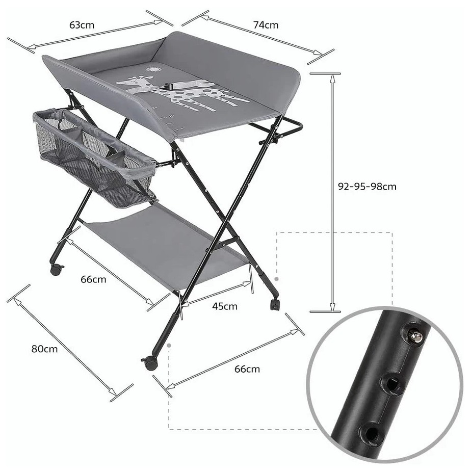 Newborn Foldable Diapers table with wheel adjustable Baby DiapersBaby ...