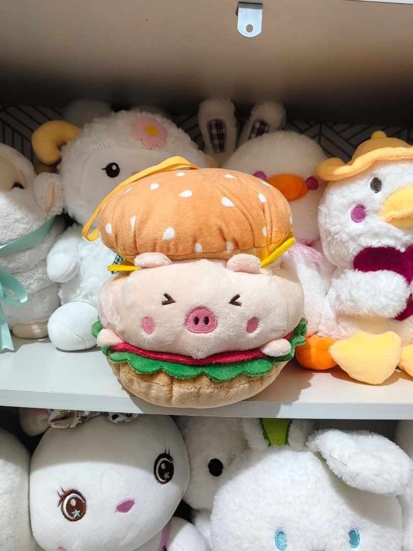Pig Burger Patty Food Plushie Stuff Toy, Hobbies & Toys, Toys & Games ...