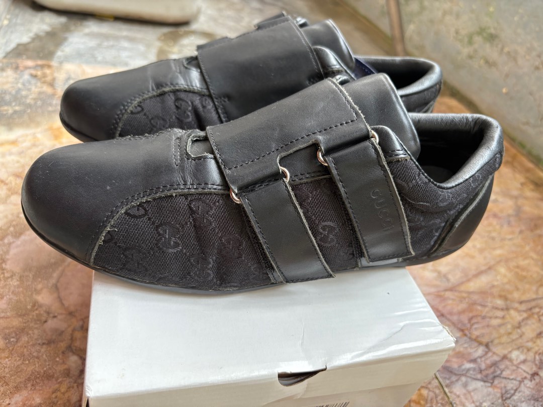 Sepatu brand GUCCI Original, Kulit mix Canvas, Size 40, Fesyen Pria ...