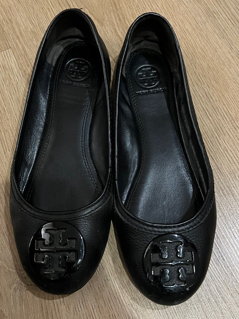 Tory Burch Abby Ballet (tumbled leather), Fesyen Wanita, Sepatu di ...