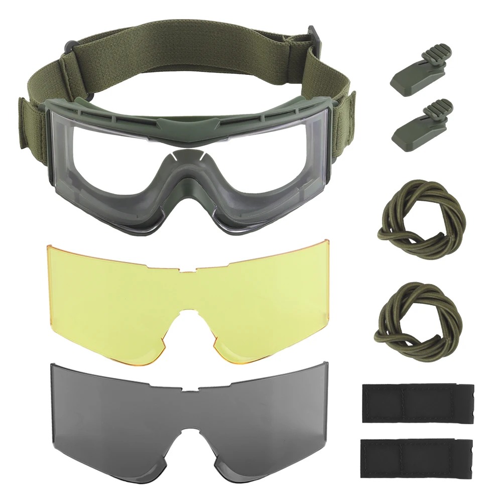 W810 Hunting Goggle Set With 3 Lens Can Mounted on Helmet Rail 3 Ways ...