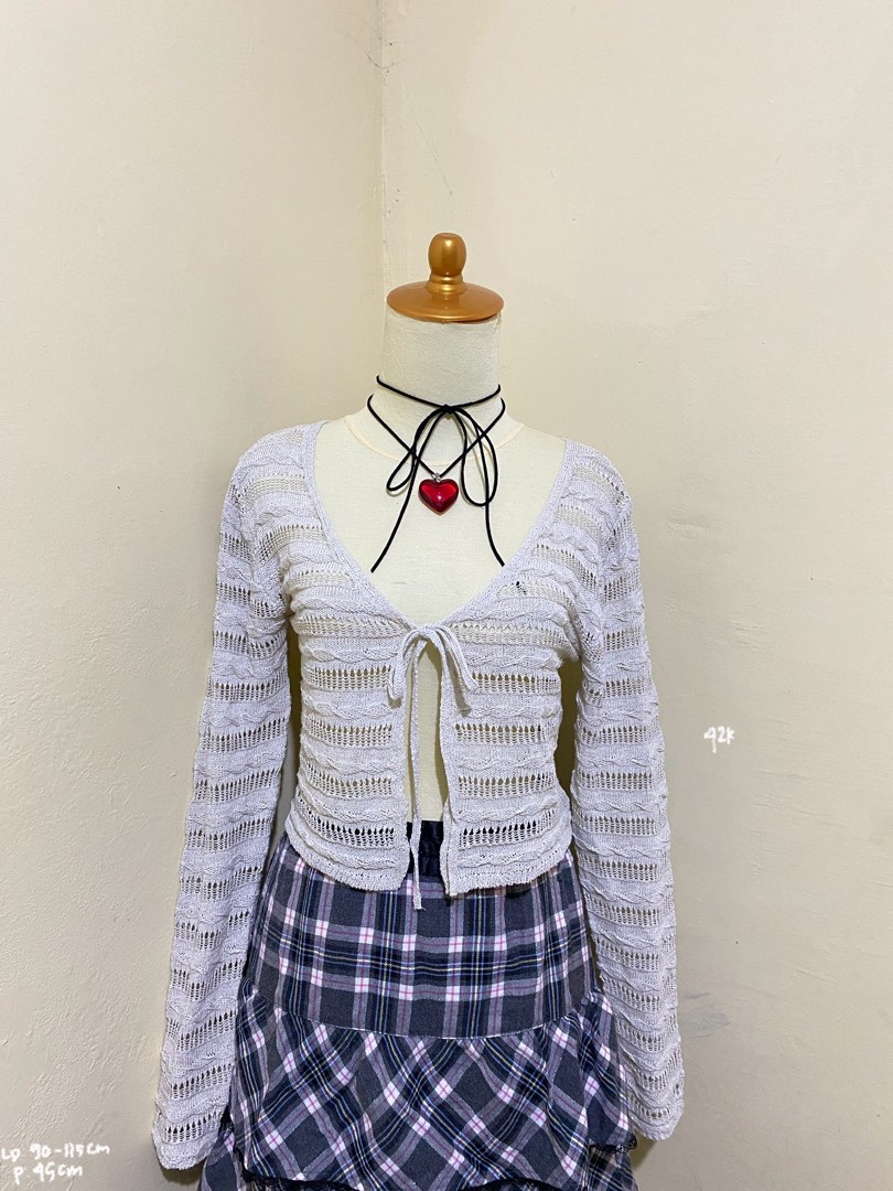 cardigan abu tali depan vintage fairycore milkmaid morikei sawako ...