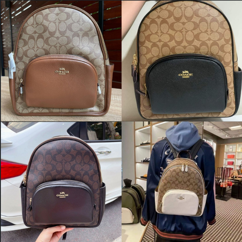 Coach 5671 Court Backpack in Monogram Signature Coated Canvas and Plain ...