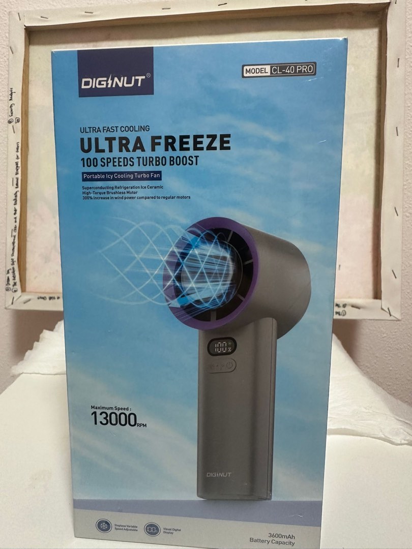 Diginut CL-40 Pro Handheld Air Cooling Fan/ 100-Speed/ LED Digital ...
