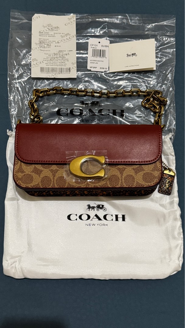 Coach Idol Bag 23 In Signature Canvas With Snakeskin Detail, Barang ...
