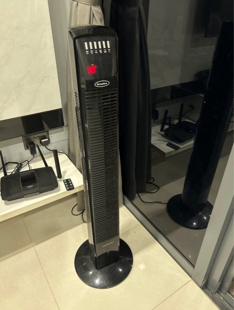 Europro Tower Fan - Black with remote , Furniture & Home Living, Lighting & Fans, Fans on Carousell