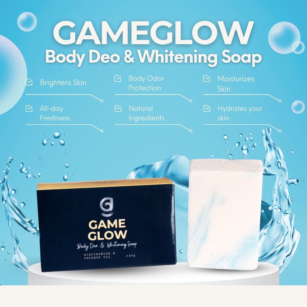 Game Glow 125g Deo-Whitening Body Soap with Niacinamide Vitamin B3 ...
