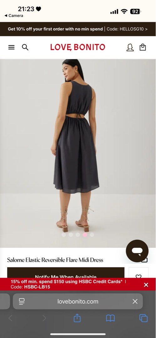 Love Bonito Salome Elastic Reversible Flare Midi Dress, Women's Fashion ...