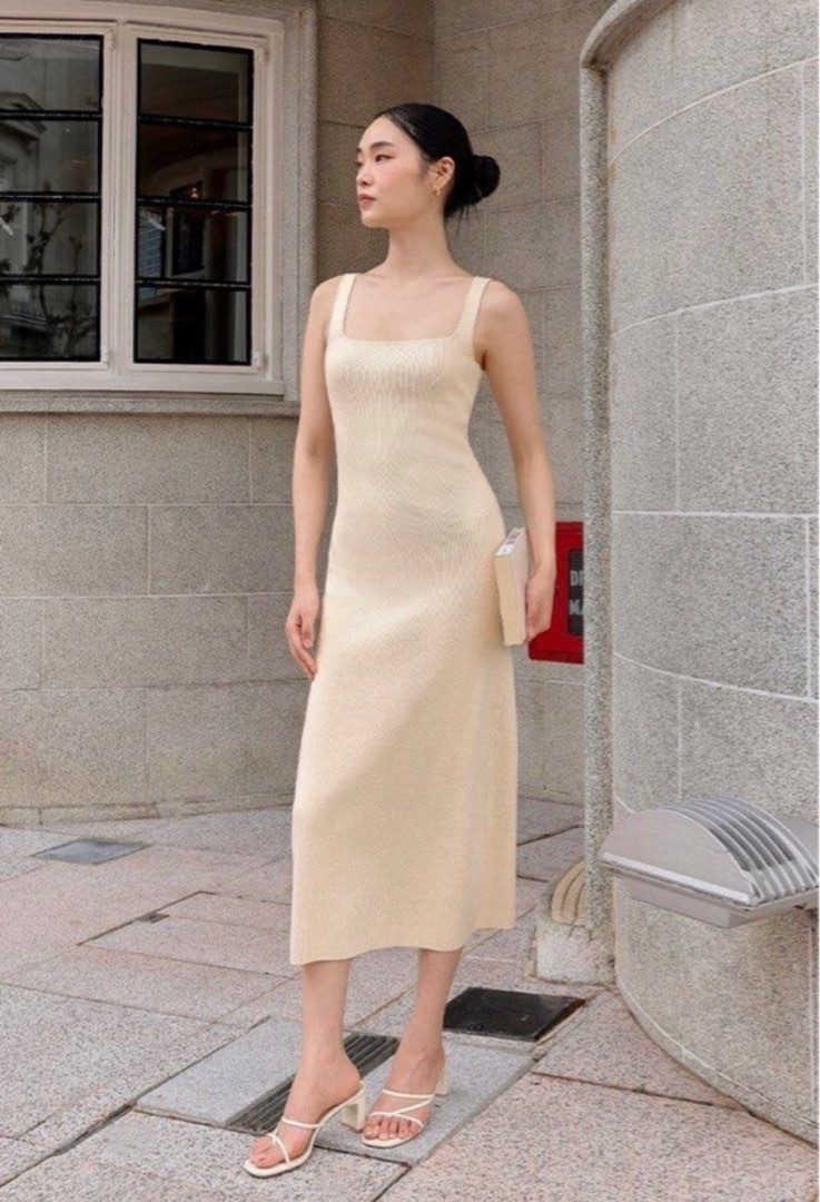 Lovet Christa Cream Knit Dress, Women's Fashion, Dresses & Sets ...