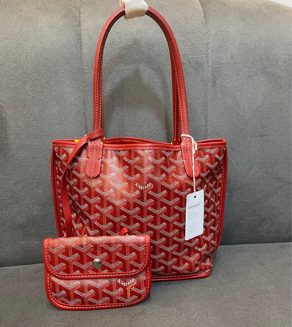 NBU Goyard Mini Anjou Red 2022 Db pouch tag 34,5jt, Barang Mewah, Tas ...