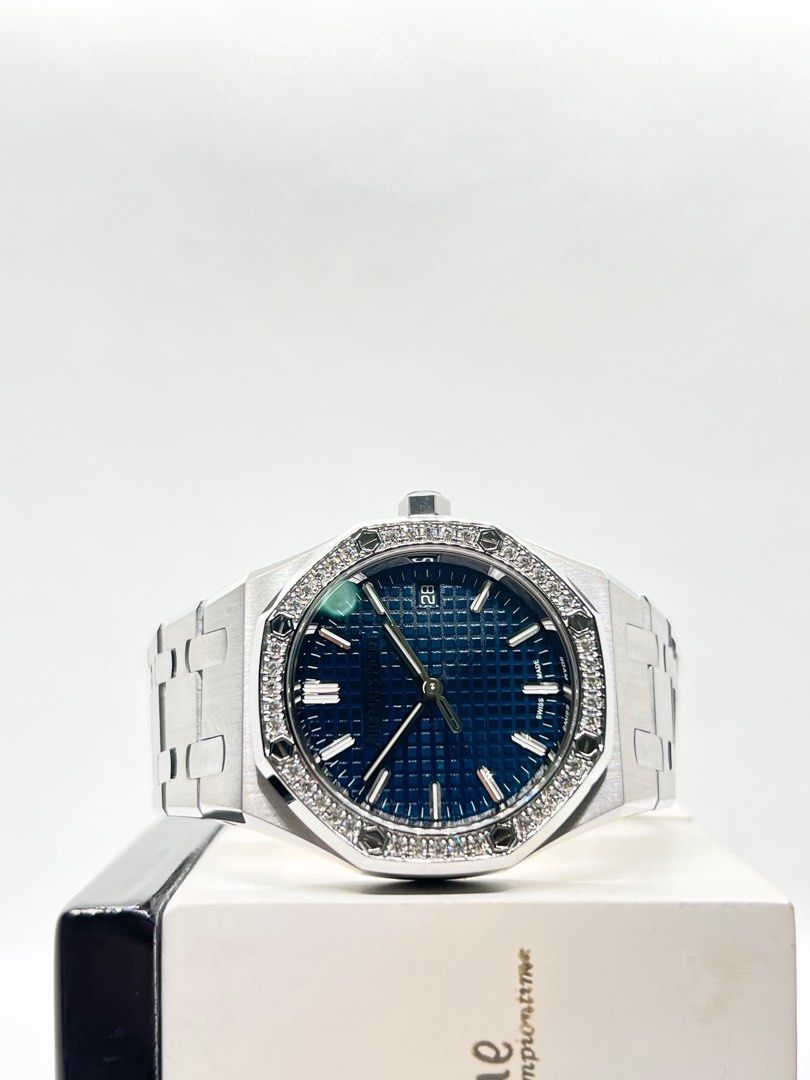 Pre Owned Audemars Piguet Royal Oak Classic 34 77451ST Blue Dial ...