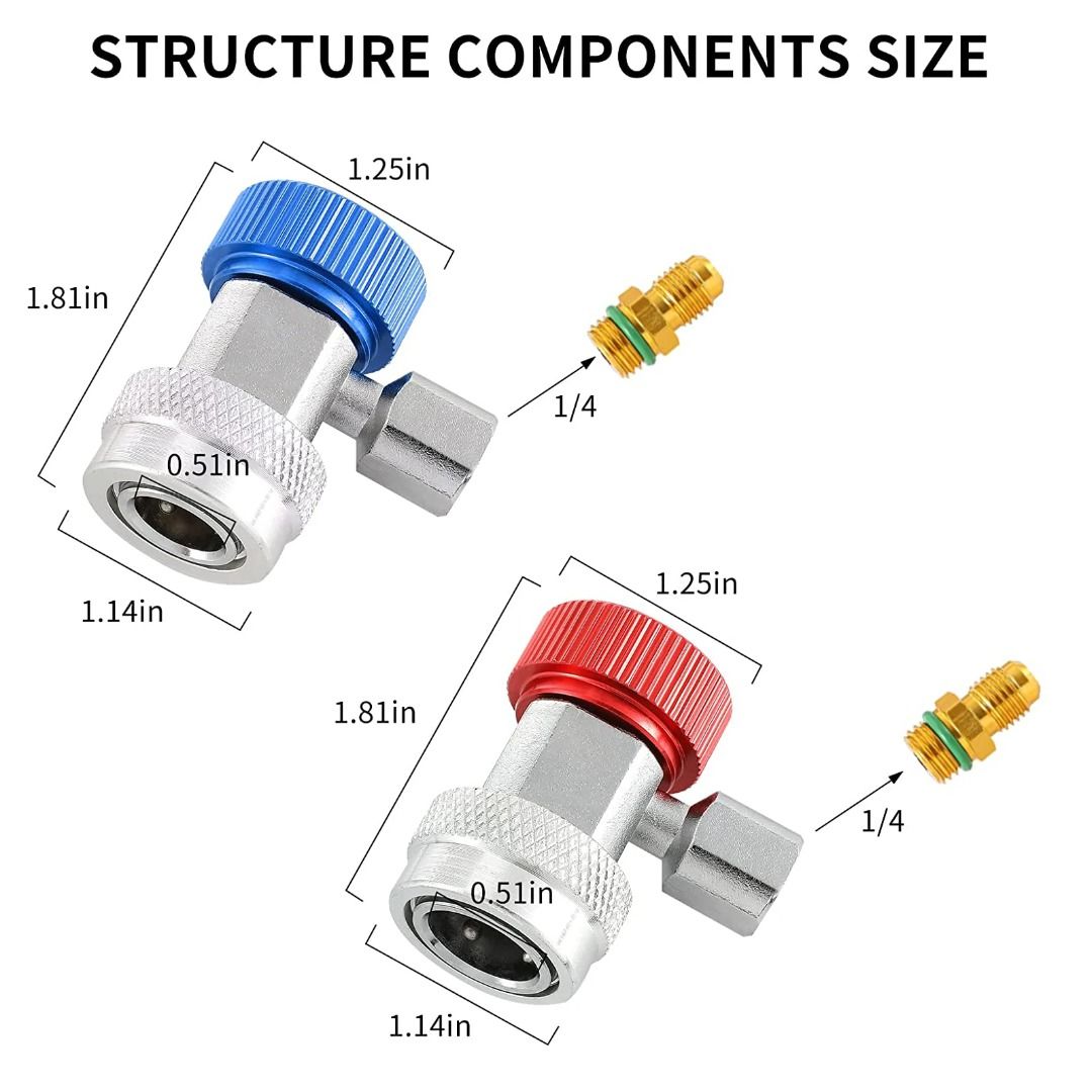 R134A Quick Connector Adapter Coupler Auto A/C Manifold Gauge Low/High ...