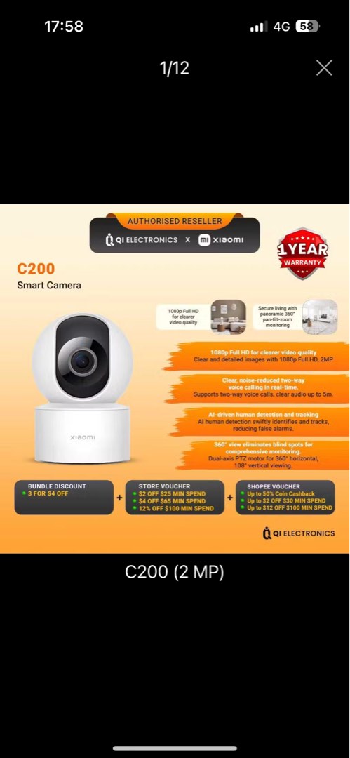 Xiaomi C200 Smart Camera - 1080P HD, Furniture & Home Living, Security ...