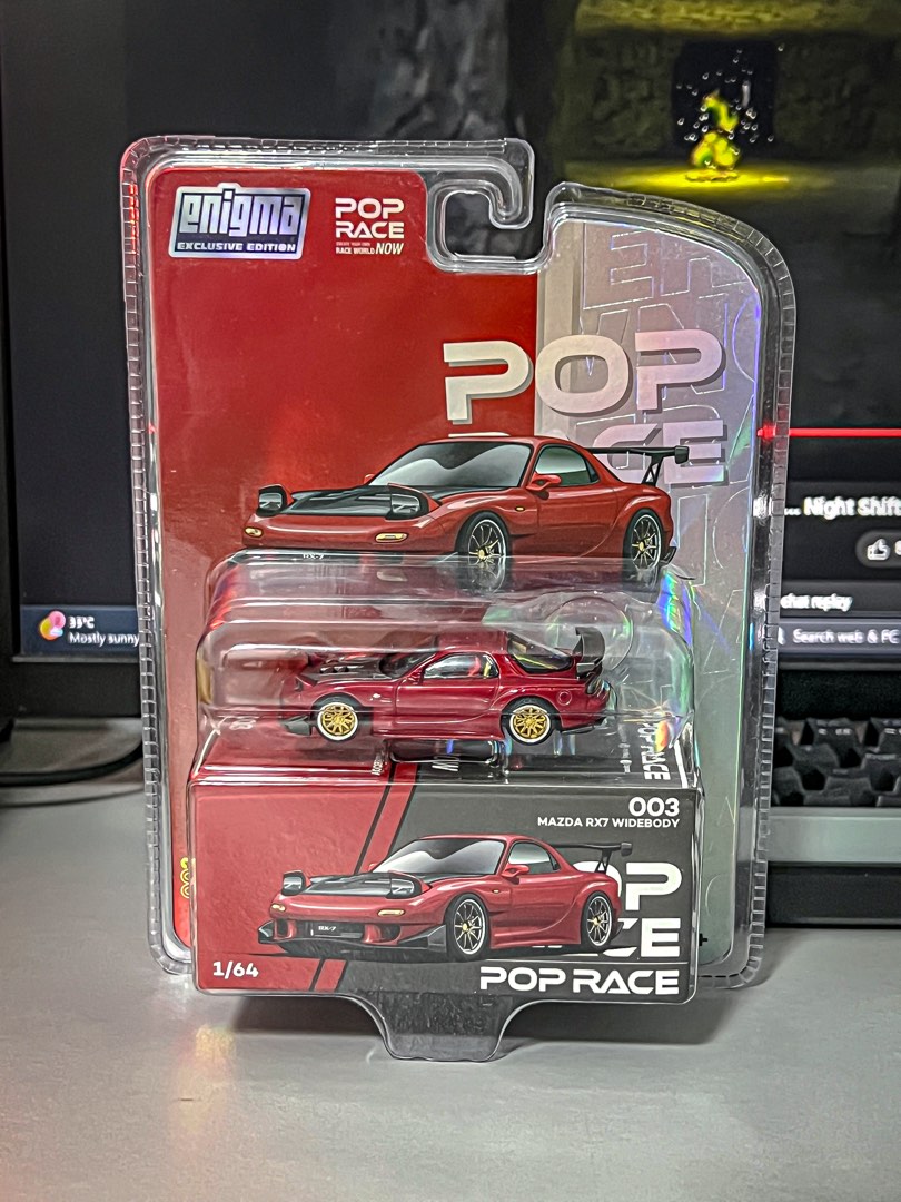 (Chase) PopRace Mazda RX7 Widebody Metallic Red Pop Race 1/64 Diecast ...