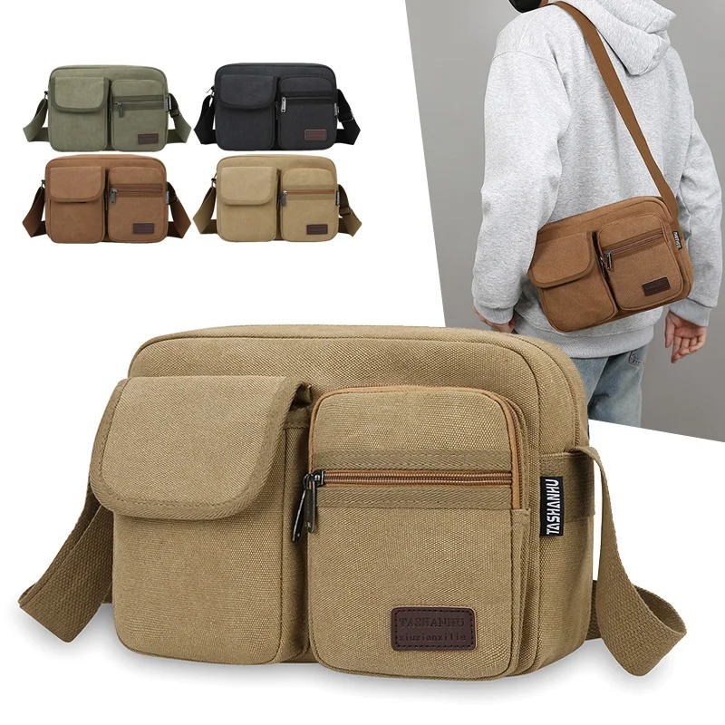 Fashion Satchels Men Shoulder Bags Durable Canvas Fabric Man Messenger ...