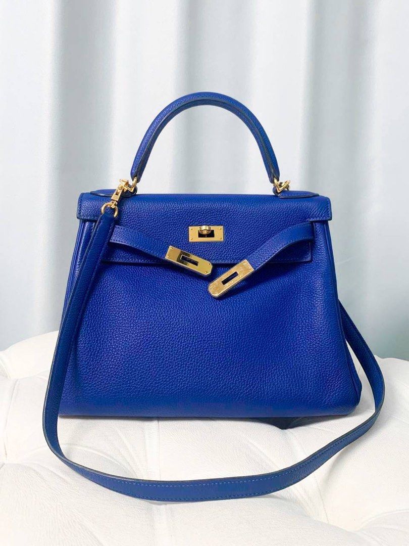 Good Deal! Preloved VGC Hermes Kelly 28 / K28 Blue Electric Togo GHW #Q ...