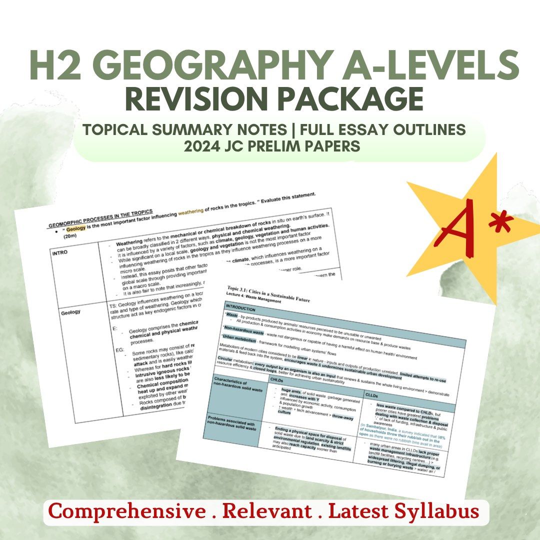 JC 2 H2 GEOGRAPHY A LEVEL REVISION PACKAGE | TOPICAL SUMMARY NOTES ...