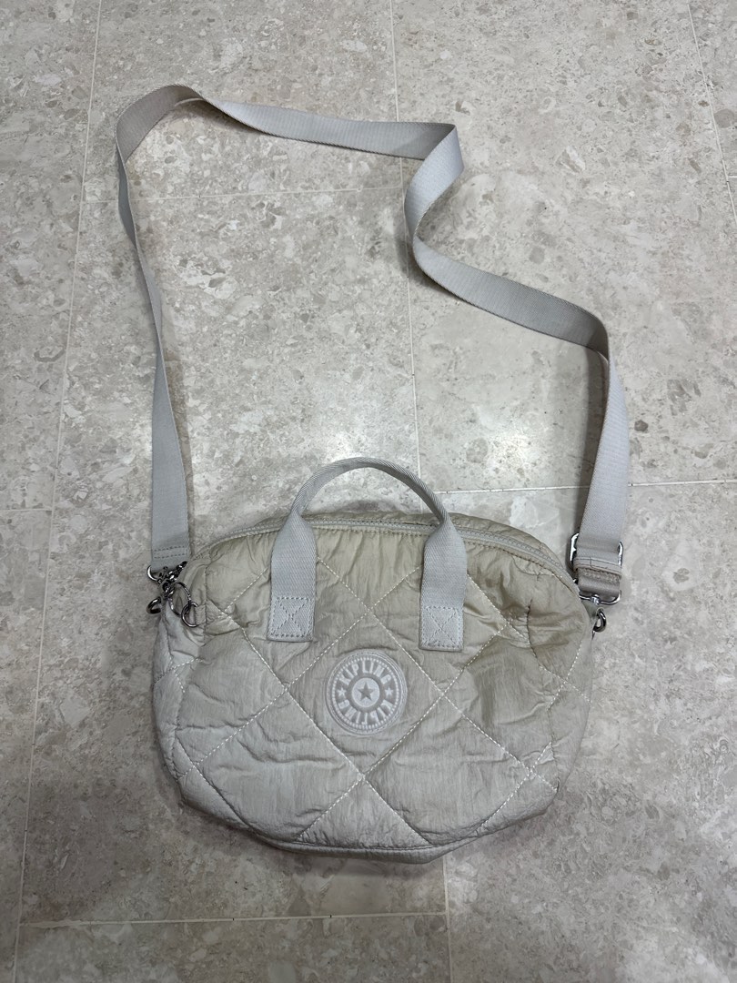 Kipling Live Light White cream Quilted Crossbody sling Bag, Women's Fashion, Bags & Wallets ...