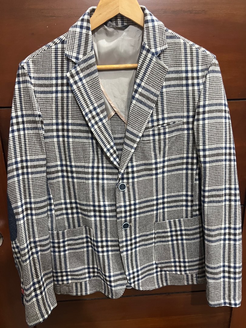 Plaid Blazer with elbow patch for Men, Men's Fashion, Coats, Jackets ...