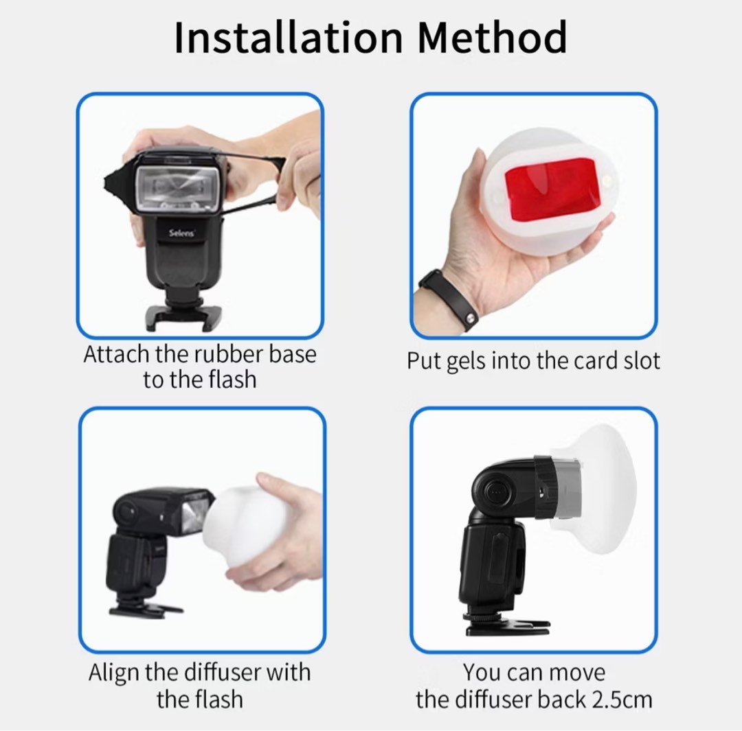 Selens Flash Diffuser Kit with Gels, Photography, Photography ...