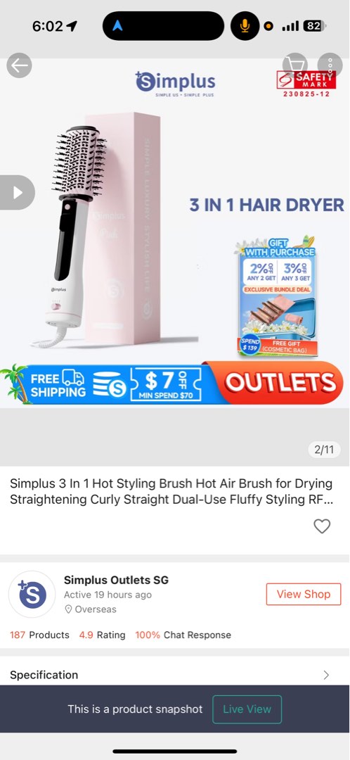 Simplus 3-in-1 Hot Styling Brush Hair Dryer, Beauty & Personal Care, Hair Products on Carousell