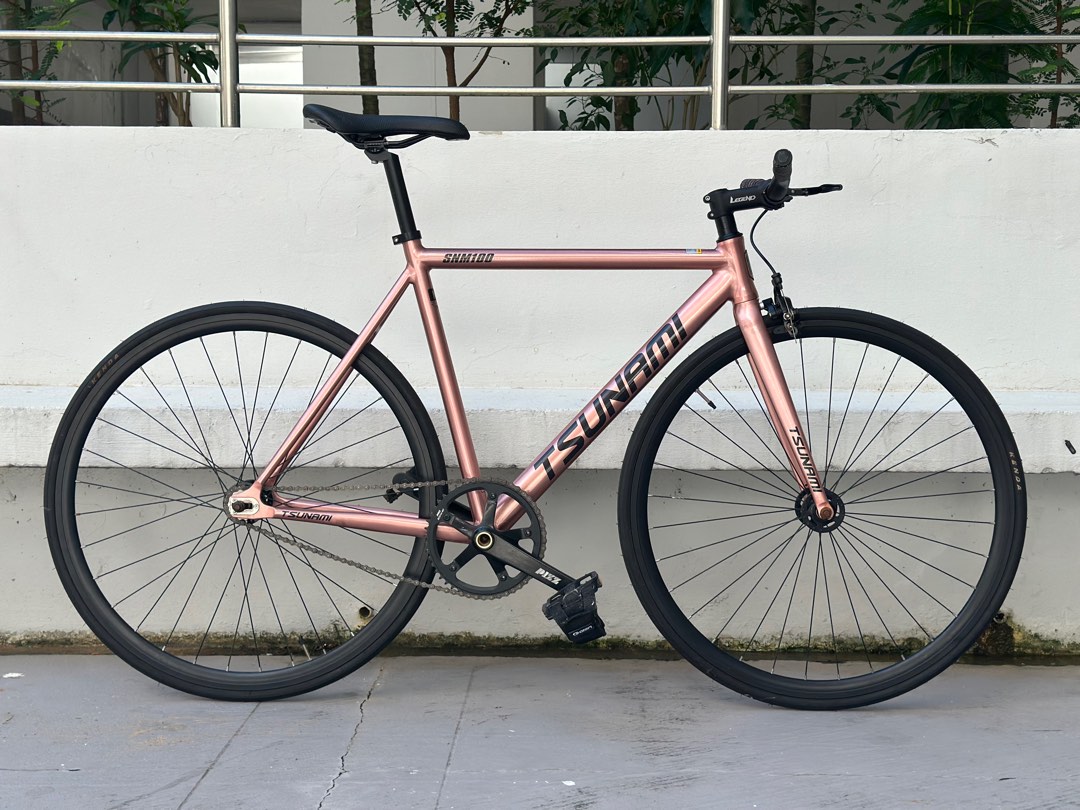 Tsunami snm100 rose gold full bike fb fixie fixed gear bike single speed track bicycle, Sports ...