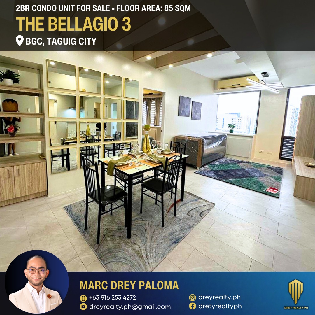 2 BR Condo Unit in The Bellagio 3 at 85 sqm Floor Area, Fully Furnished ...