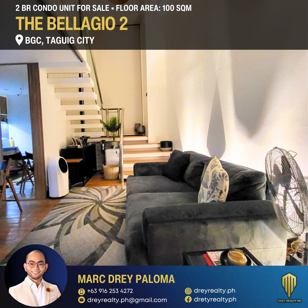 2 BR Condo Unit in The Bellagio 2 at 100 sqm Floor Area, Fully ...
