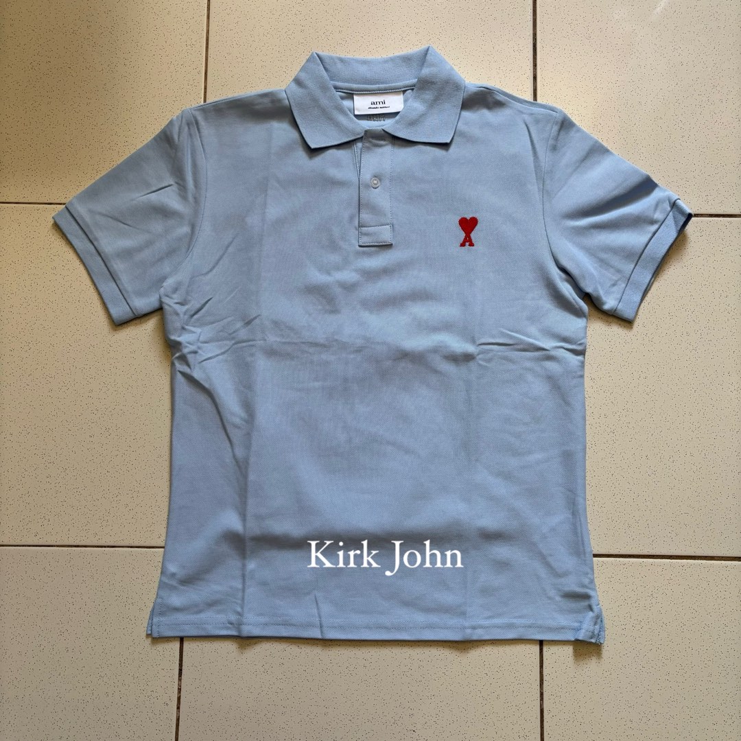 Ami Paris light blue polo shirt, Men's Fashion, Tops & Sets, Tshirts ...