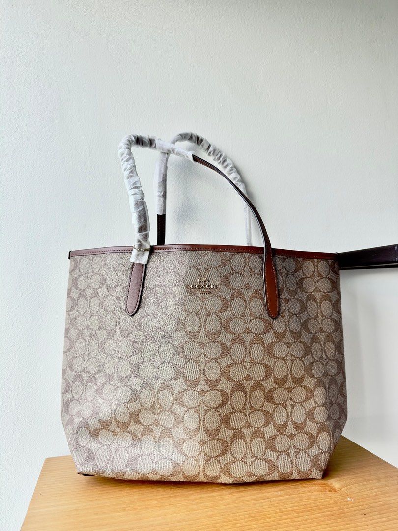 AUTHENTIC COACH REVERSIBLE TOTE IN SIGNATURE LOGO BROWN. Tas tote bag ...